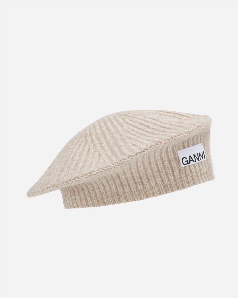 Structured Rib Beret - Brazilian Sand fra Ganni | Munk Store